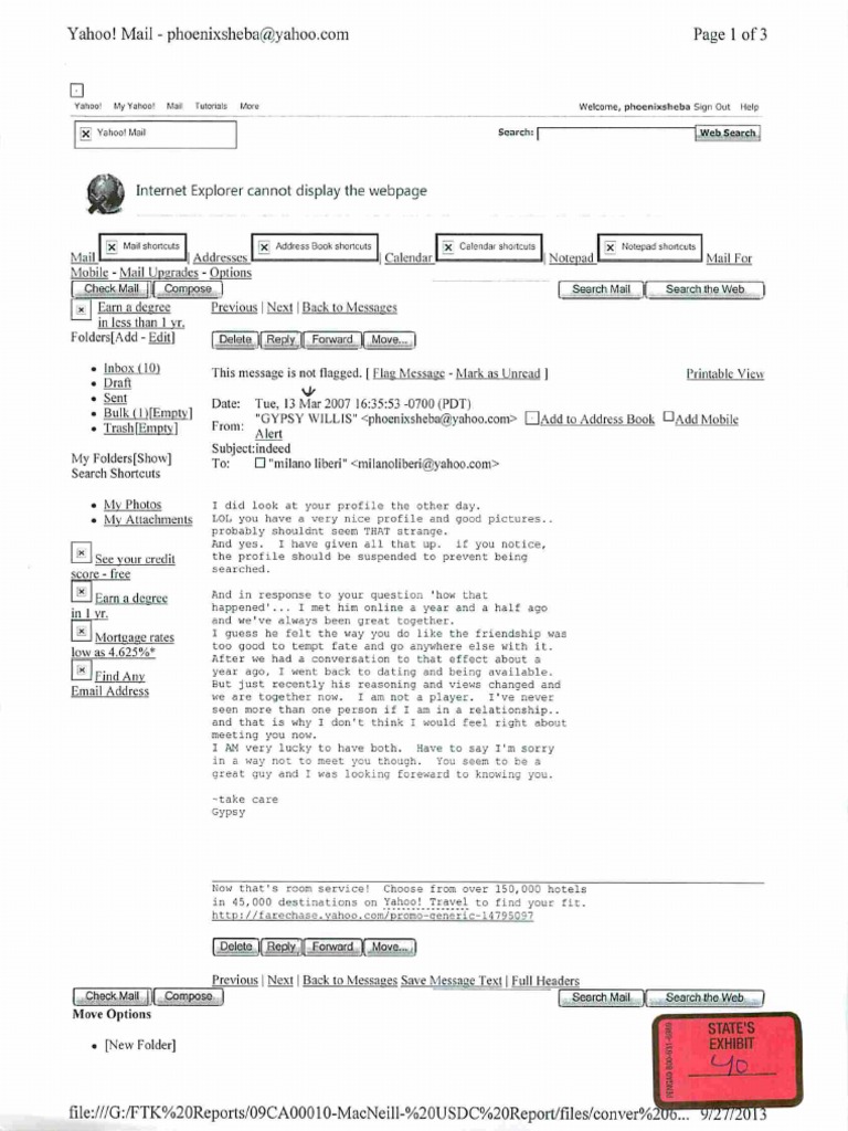 Martin MacNeill Trial: Gypsy Willis Email | PDF