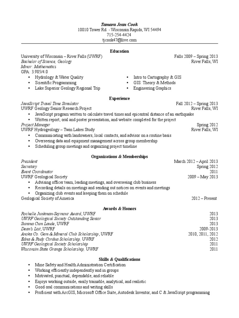 Resume Tamara Cook | PDF