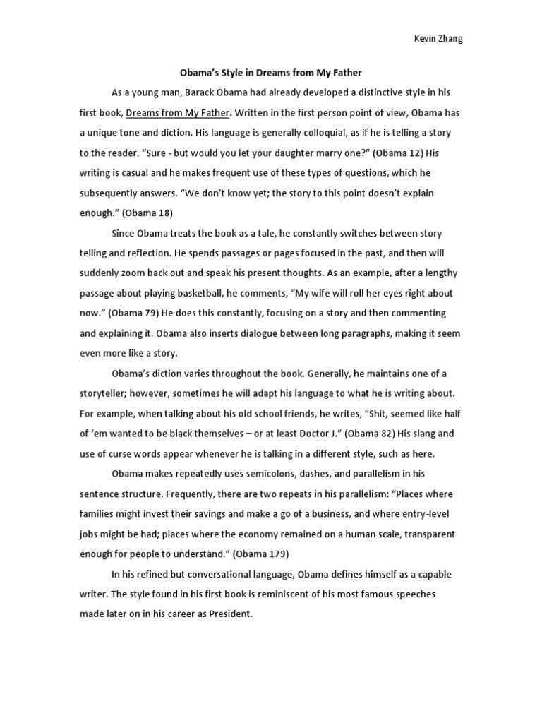 Style in Dreams From My Father | PDF