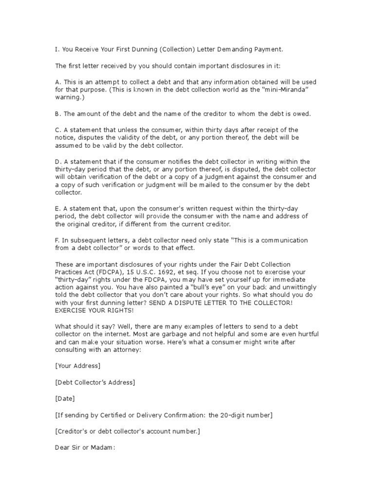 Mini Miranda Warning and Dunning Leter | PDF | Business