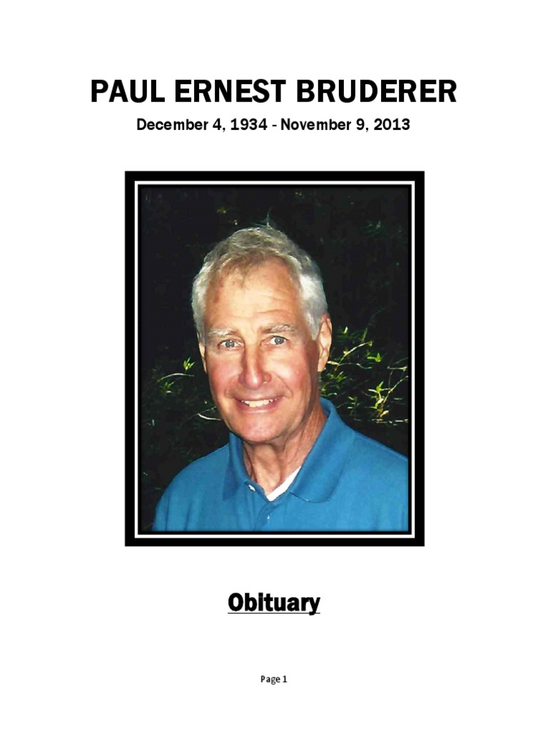 Paul Bruderer Obituary - November 9, 2013 PDF | PDF | Agriculture