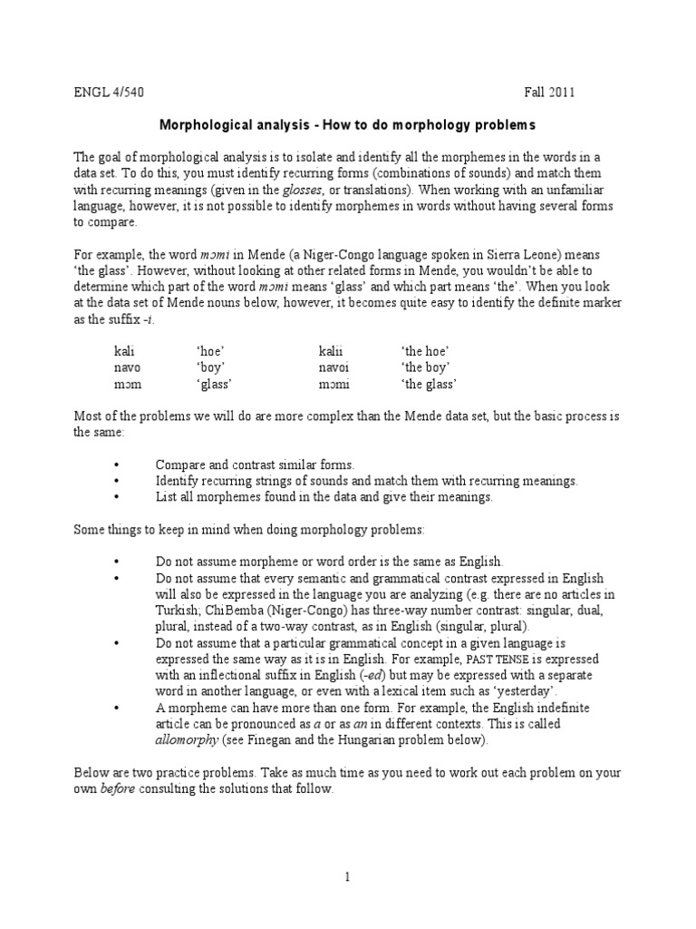 How To Do Morphology Problems | PDF | Morphology (Linguistics ...