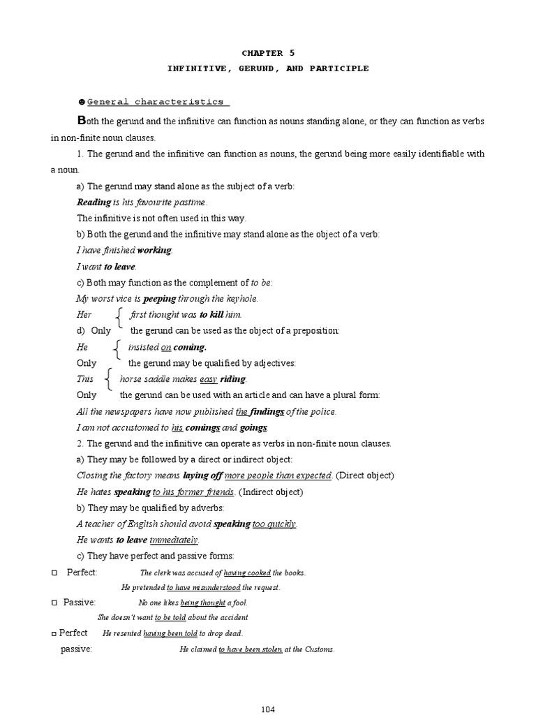 Infinitive, Gerund, and Participle | PDF | Verb | Noun