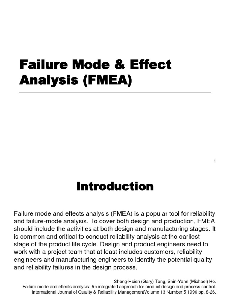 Failure Modes and Effects Analysis (FMEA) 1 | PDF | Systems Science ...