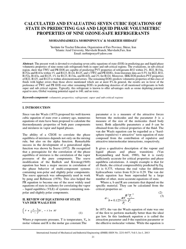Equations of State PDF | PDF | Thermodynamics | Mathematical Physics