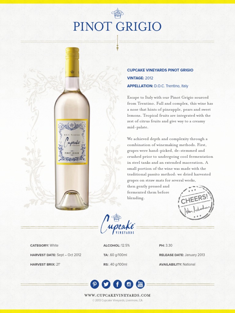 2012 Cupcake Pinot Grigio Notes | PDF
