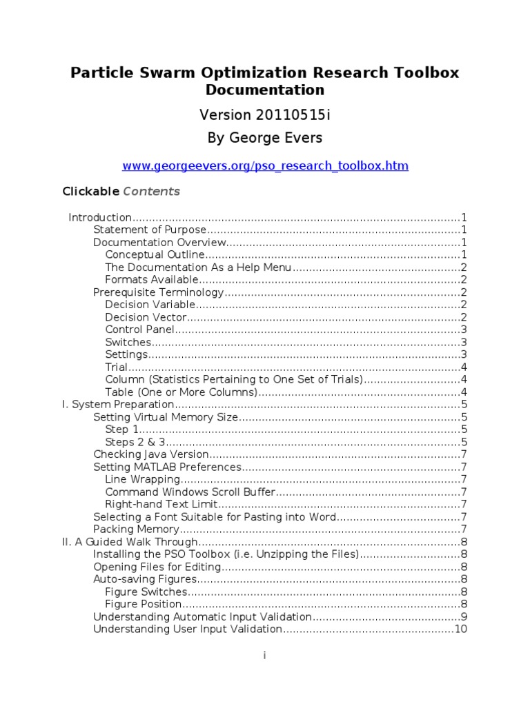 Pso Research Toolbox Documentation Pdf Spacetime Physical Quantities 