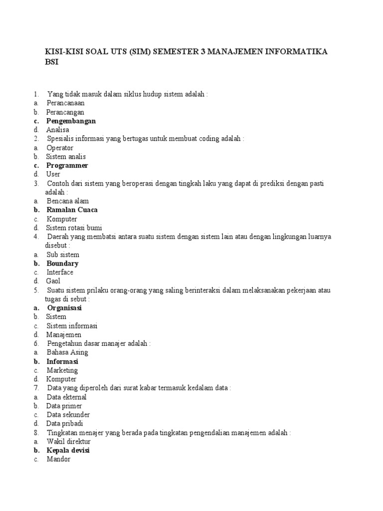 Soal Uts Sim | PDF