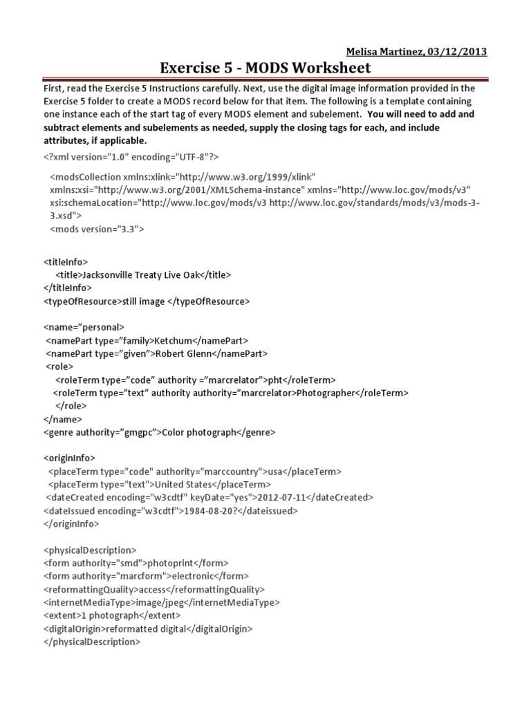 MODS Worksheet | Download Free PDF | Computer Data | Computing
