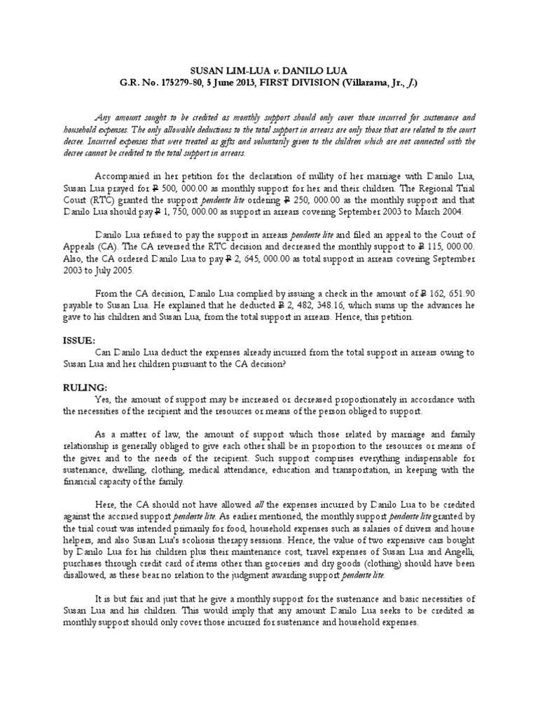 Susan Lim-Lua v. Danilo Lua - Dexter - 3rd Draft | PDF | Expense ...