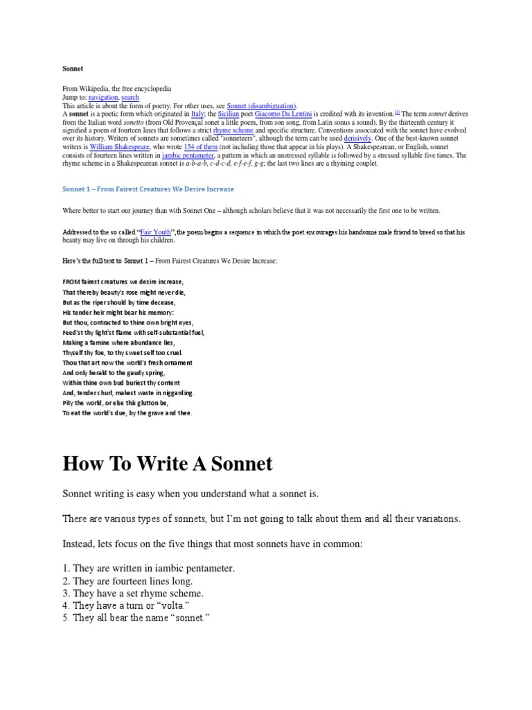 How To Write A Sonnet | PDF | Sonnets | British Poetry