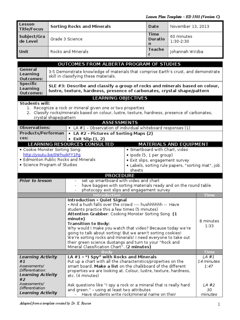 Science Lesson - Sorting Rocks and Minerals | PDF | Minerals | Chemical ...