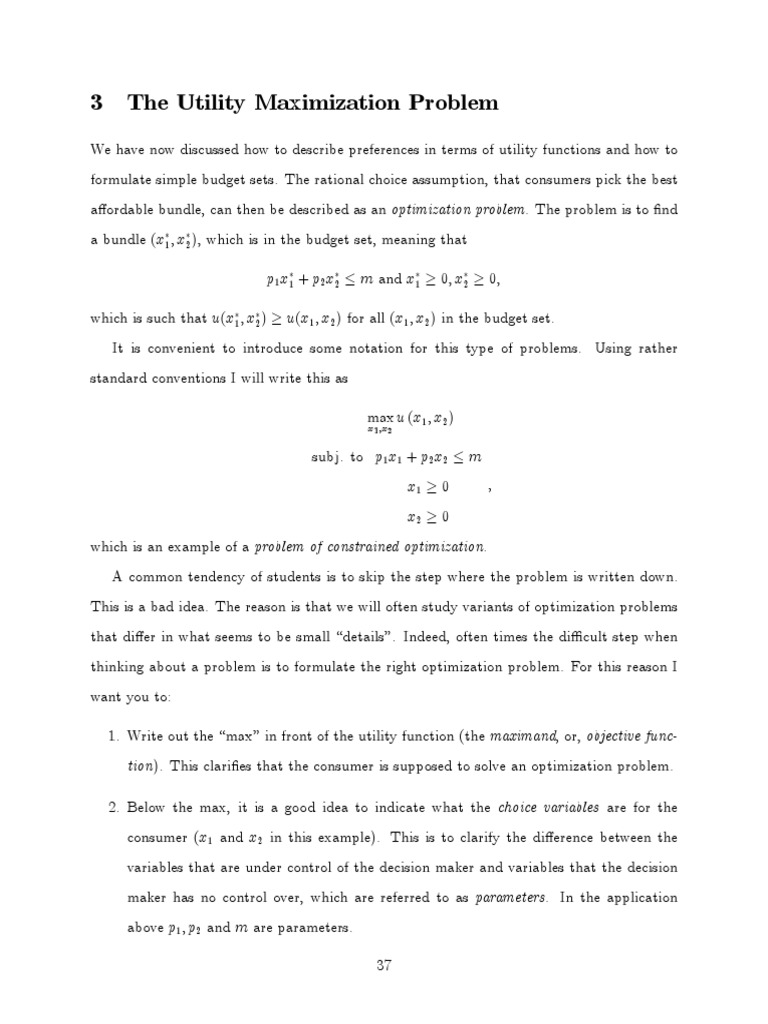 3 The Utility Maximization Problem | PDF | Mathematical Optimization | Utility