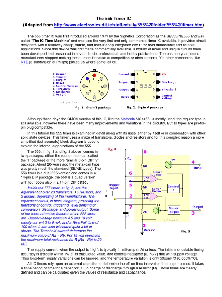 The 555 Timer IC PDF | PDF | Cmos | Capacitor