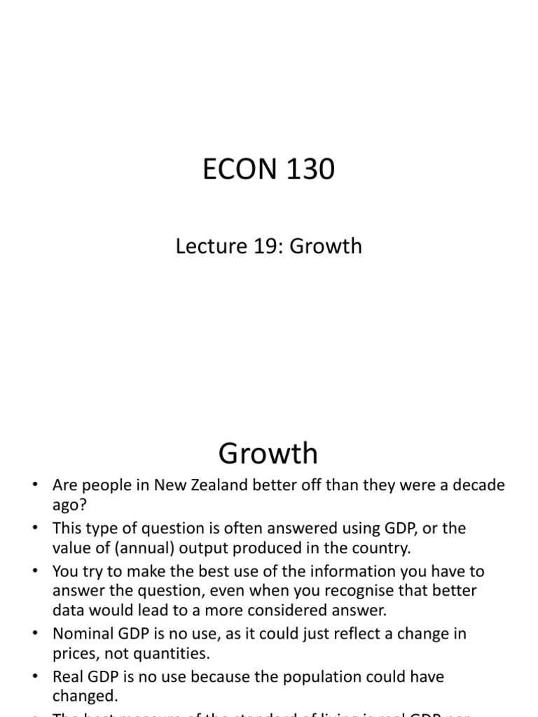 ECON 130 Lecture 19 | PDF | Real Gross Domestic Product | Economic Growth