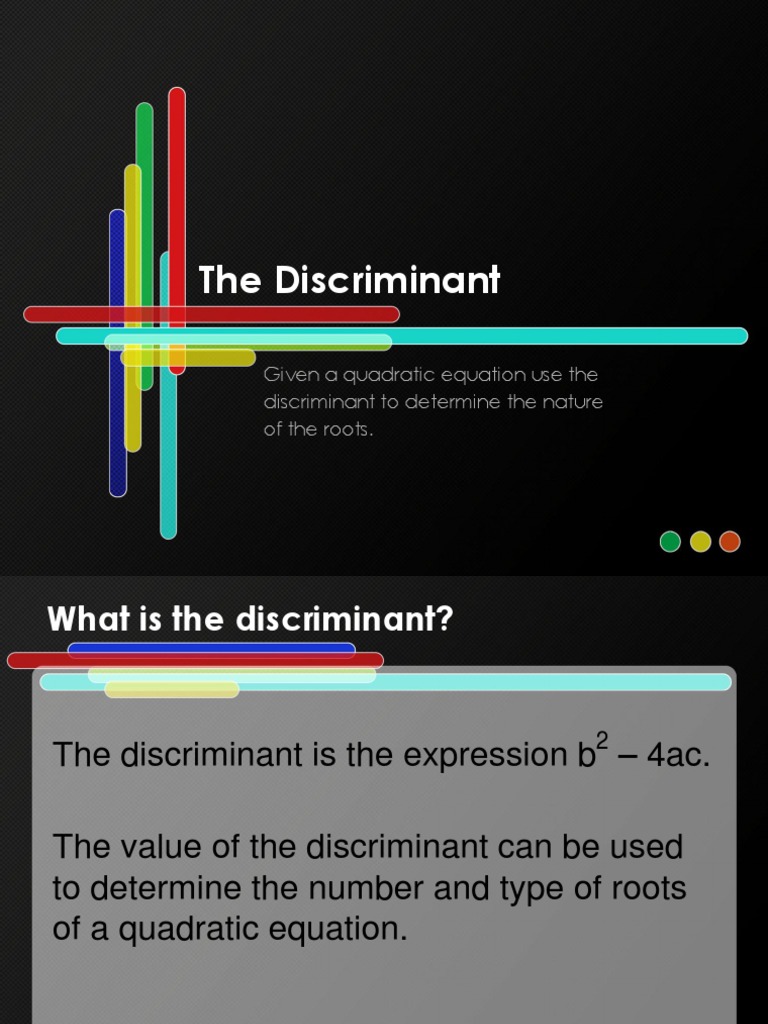 Discriminant PPT Alg2 | PDF | Quadratic Equation | Factorization