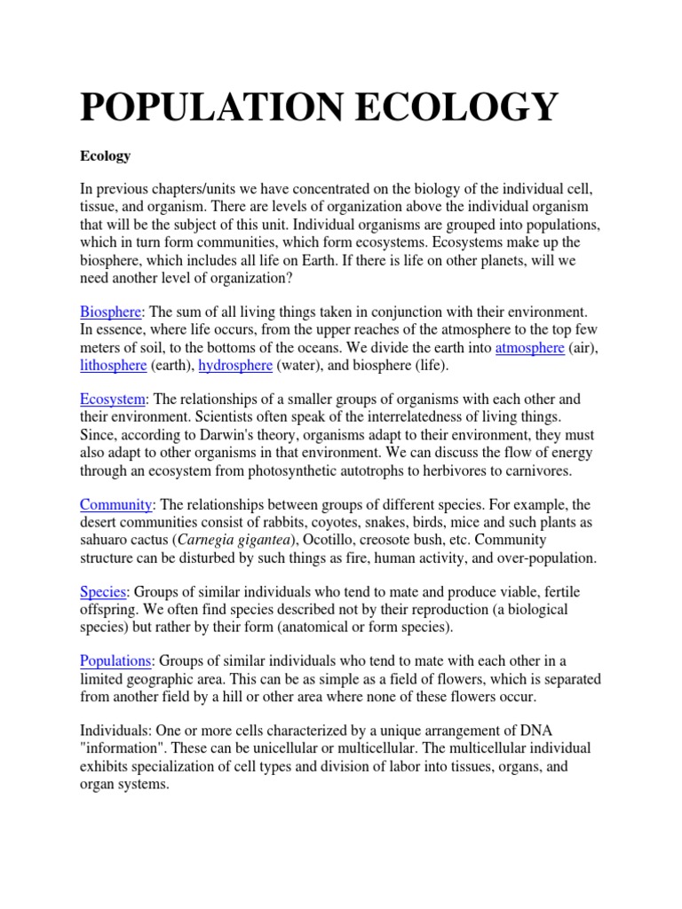 Population Ecology PDF | PDF | Introduced Species | Cell (Biology)