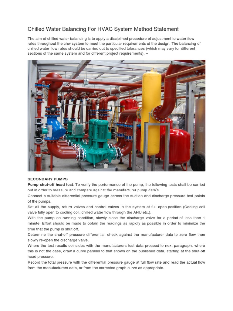 Chilled Water Balancing For HVAC System Method Statement | PDF | Pump ...