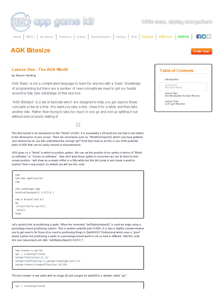 Lession-1 AGK App Game Kit PDF | PDF | Computer Graphics | Areas Of ...