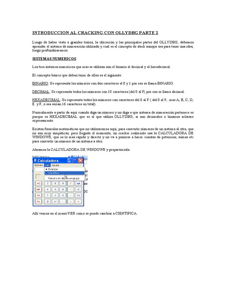 02-Introduccion Al Cracking Con Ollydbg Parte 2 | PDF | Codificaciones | Notación Matemática