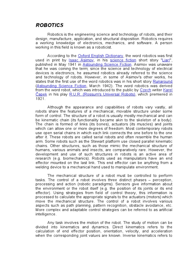 Robotics PDF | PDF | Robot | Robotics
