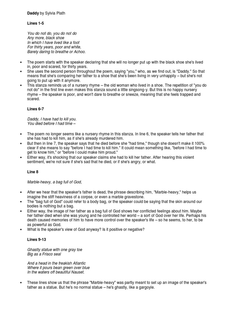 Daddy by Sylvia Plath.docx | Sylvia Plath | Poetry