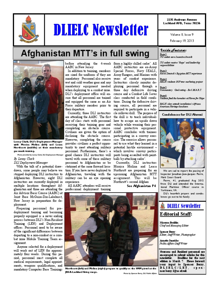 February 2013 DLI Newsletter PDF | PDF | United States Air Force | Cadet