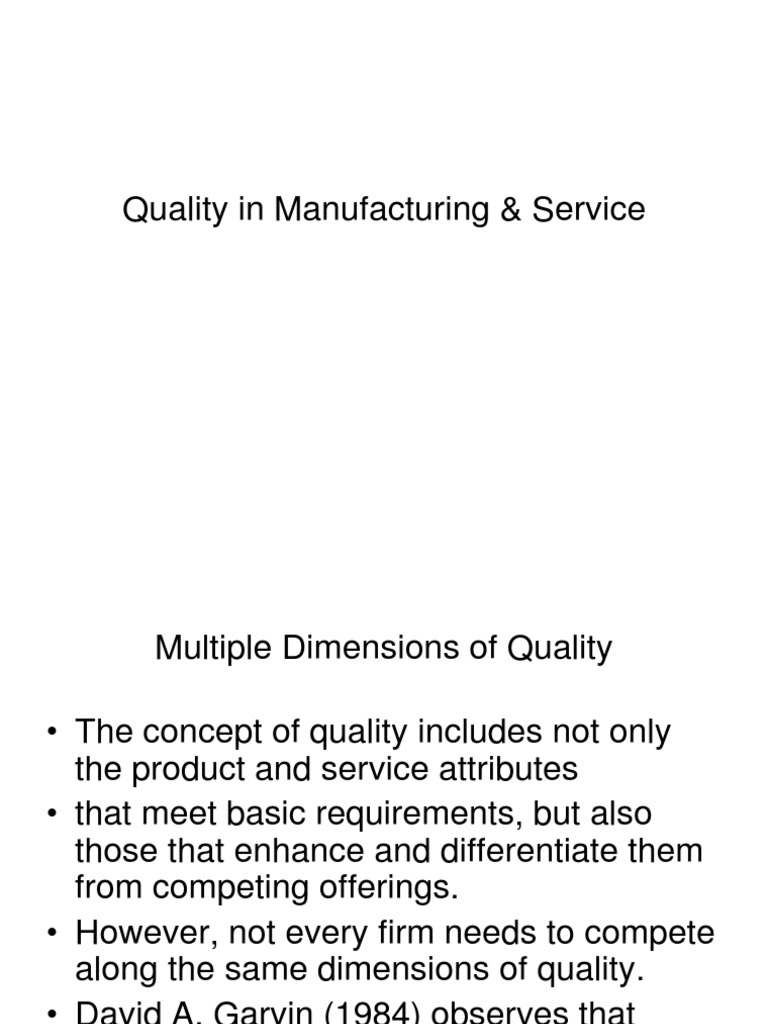 Quality in Manufacturing | PDF