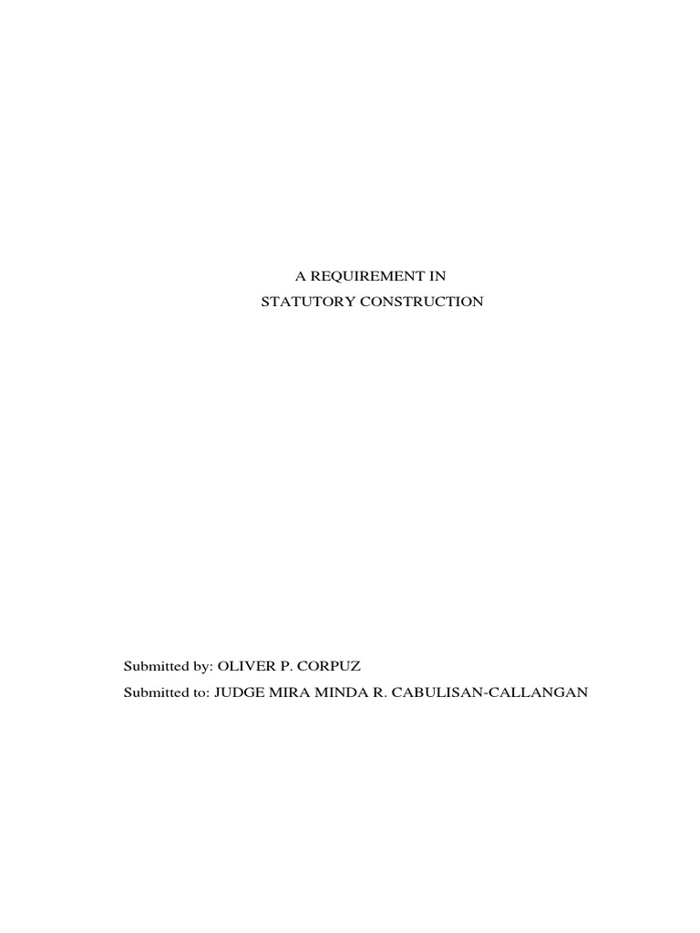 A Requirement in Statutory Construction | PDF | Statutory ...
