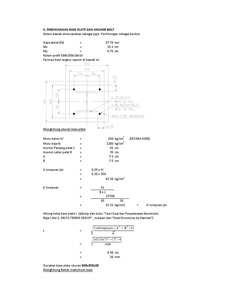 Perencanaan Base Plate dan Angkur | PDF | Metode & Bahan Ajar | Sains ...