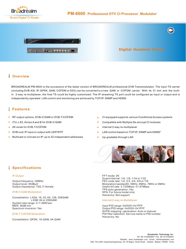 PM-6600 Professional DTV CI Processor Modulator | PDF | Orthogonal ...