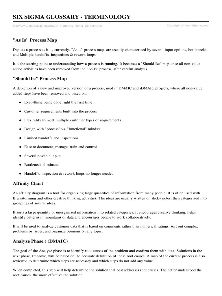 Six Sigma Glossary PDF | PDF | Six Sigma | Causality