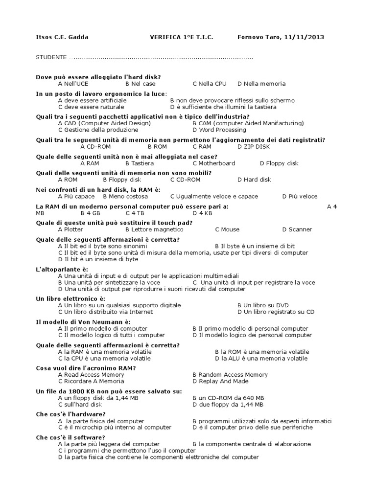 Test modulo 1 ecdl