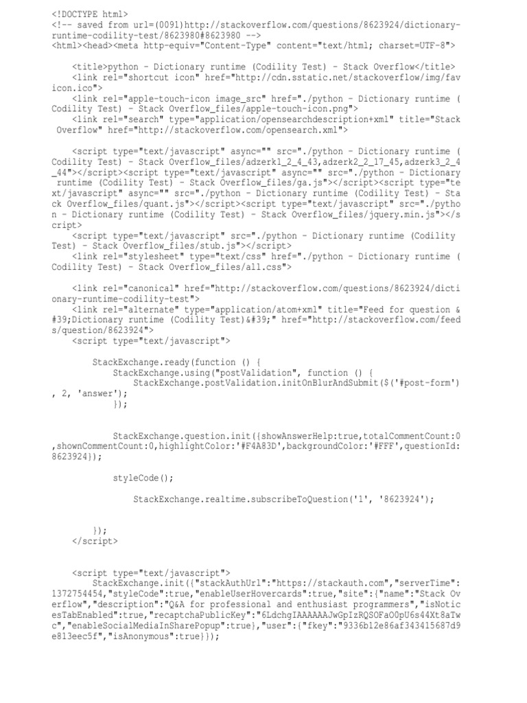 Python Dictionary Runtime Codility Test Stack Overflow Htm Txt