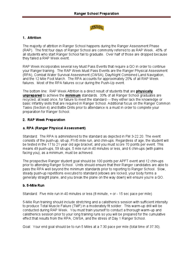 Ranger School Prep 1 2 PDF | PDF | Physical Exercise | Recreation