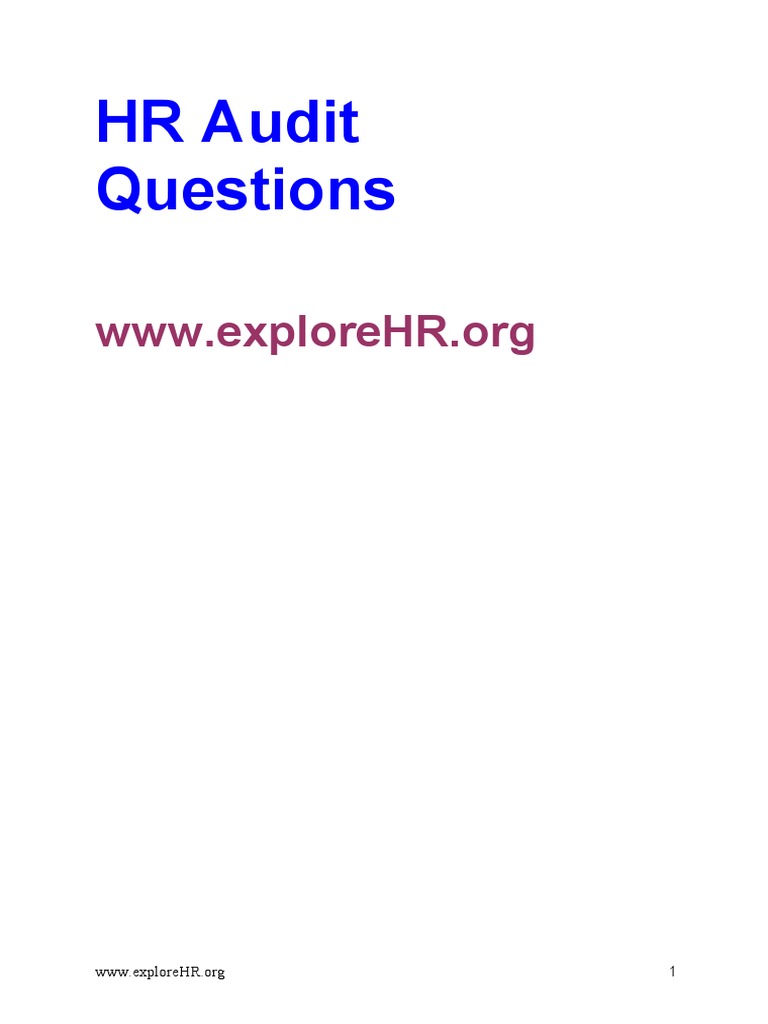 HR Audit Questionnaire | PDF | Competence (Human Resources) | Employment