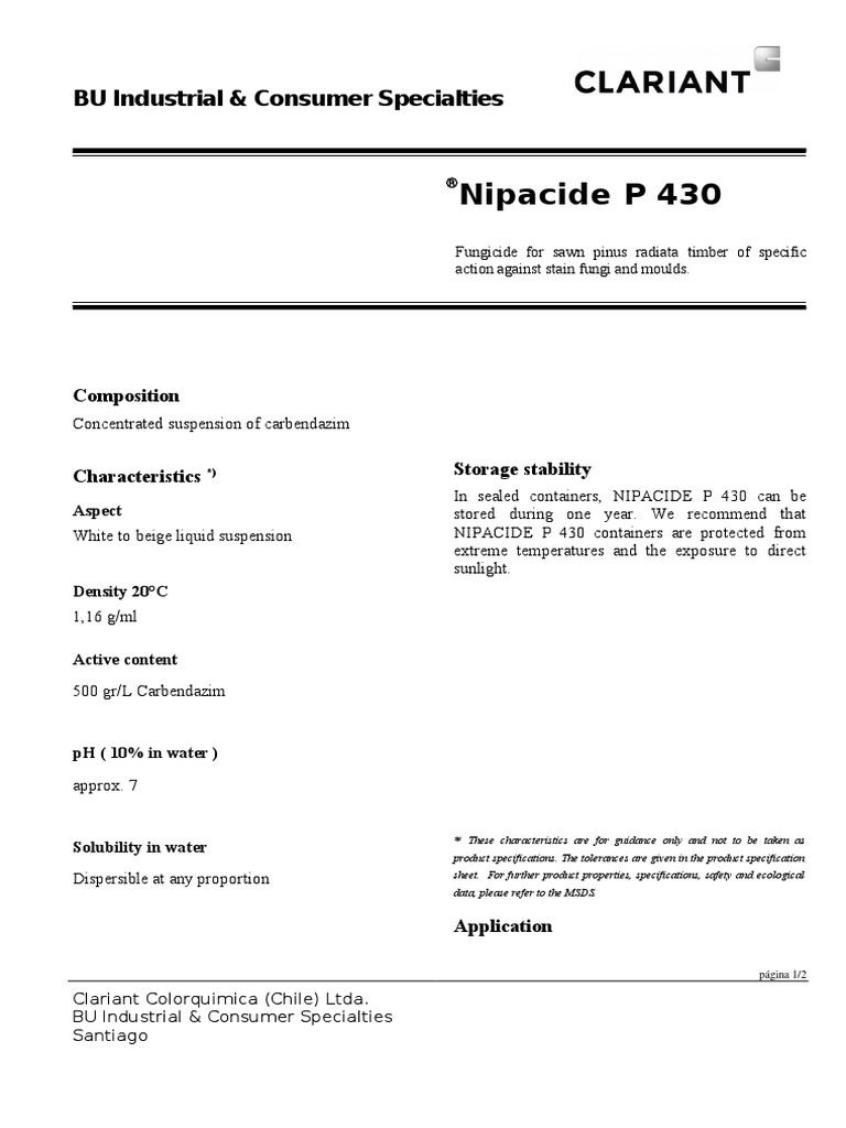 TDS Nipacide P 430 en | PDF | Chemistry | Materials