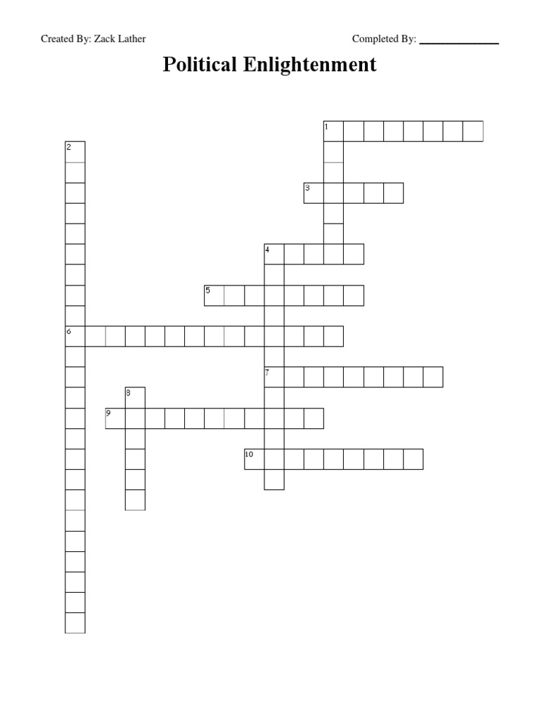 Political Enlightenment Crossword Puzzle | PDF