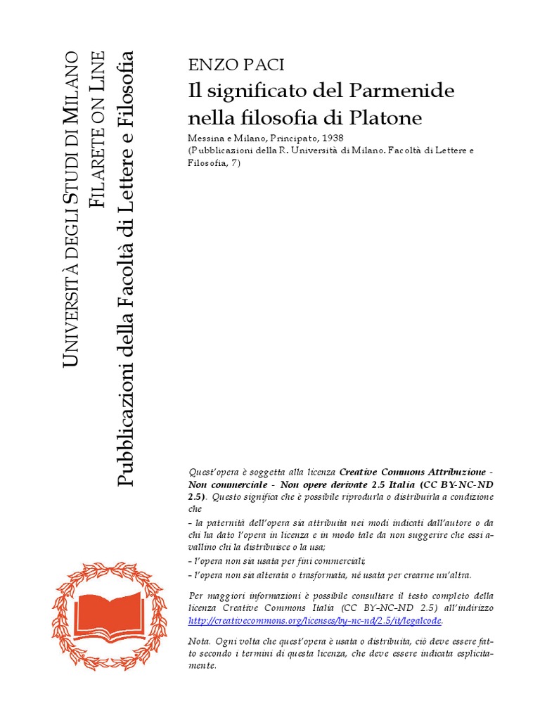 Enzo Paci - Parmenide in Platone PDF | PDF