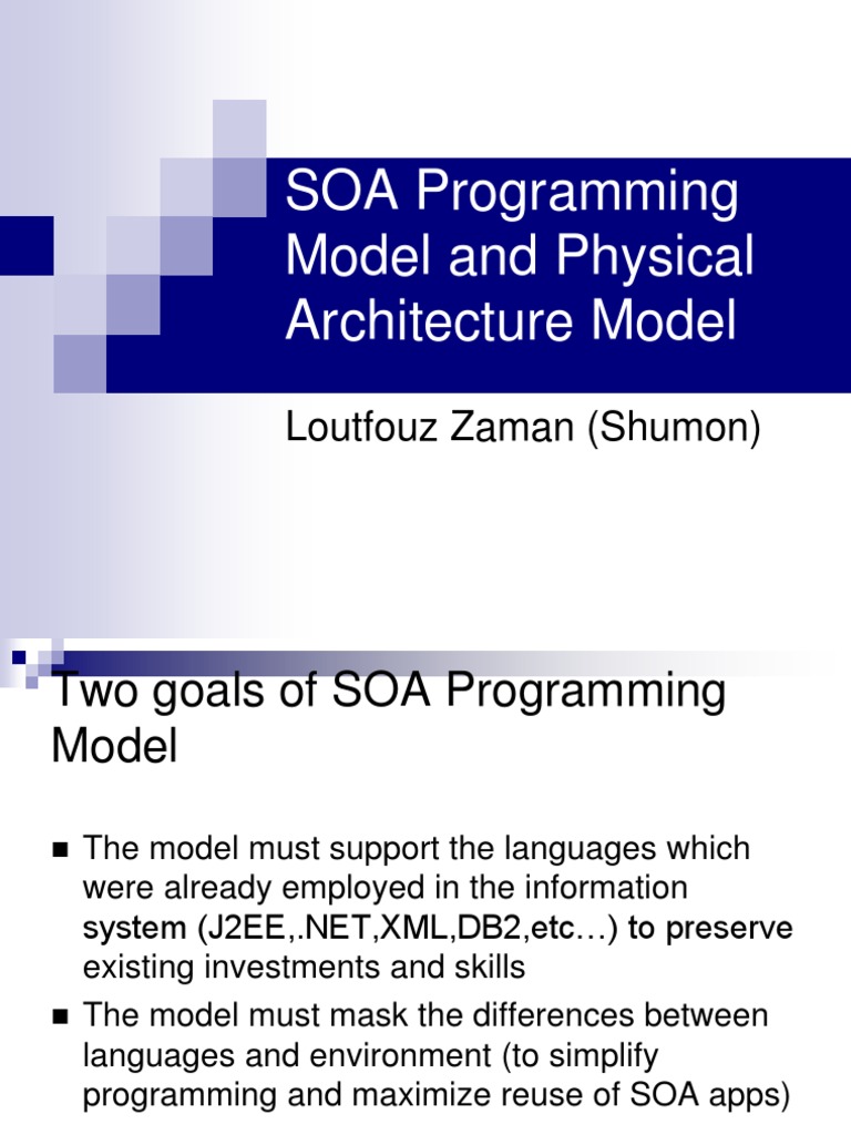 Soa Programming Model And Physical Architecture Model Pdf Service Oriented Architecture