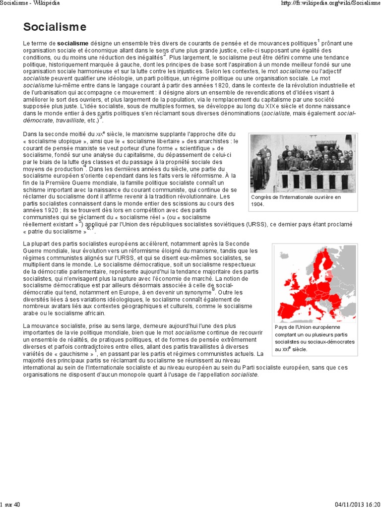 Socialisme - Wikipédia.pdf | Socialisme | Social-démocratie
