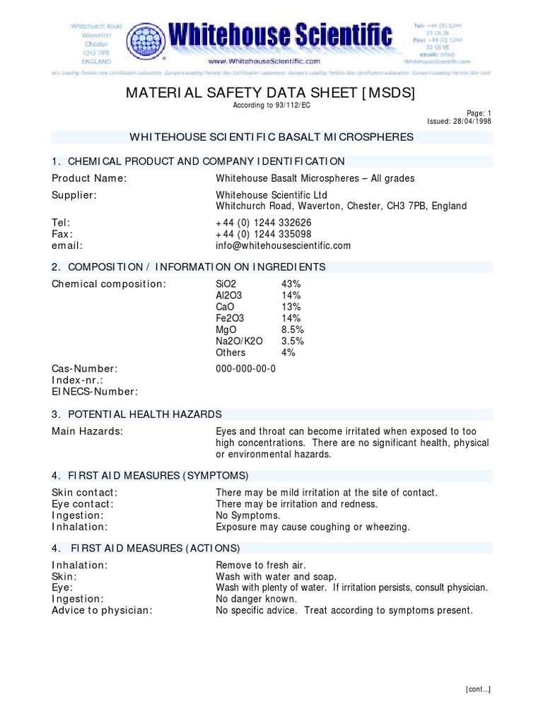 Msds Basalt PDF | PDF | Prevention | Occupational Safety And Health
