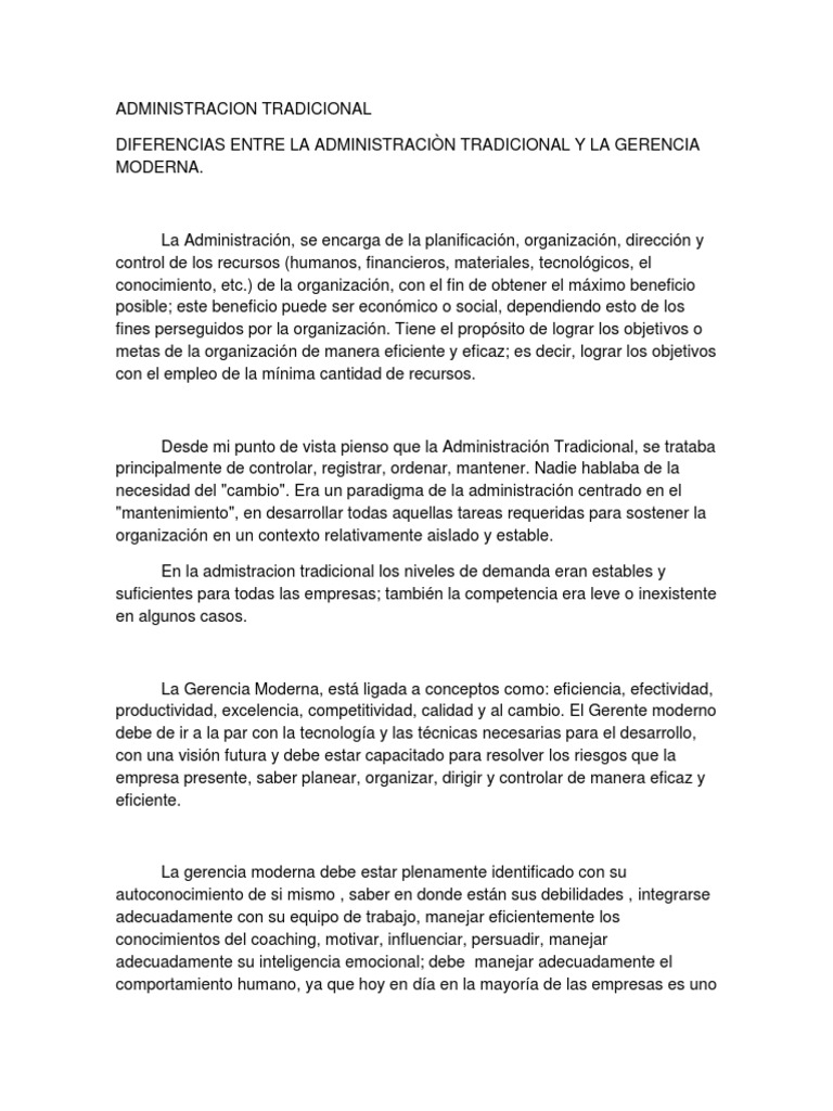 Características de la Administración Tradicional | PDF | Ciencia ...