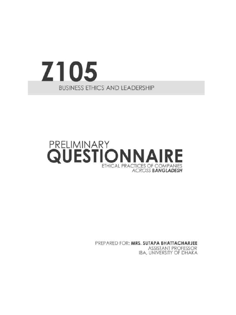 Ethics Questionnaire PDF | PDF | Corporate Social Responsibility ...