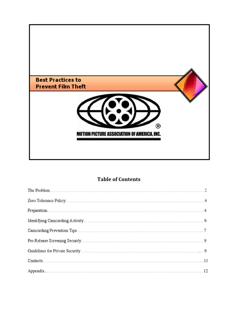 Movie Theft Best Practices MPAA PDF | PDF | Copyright Infringement ...