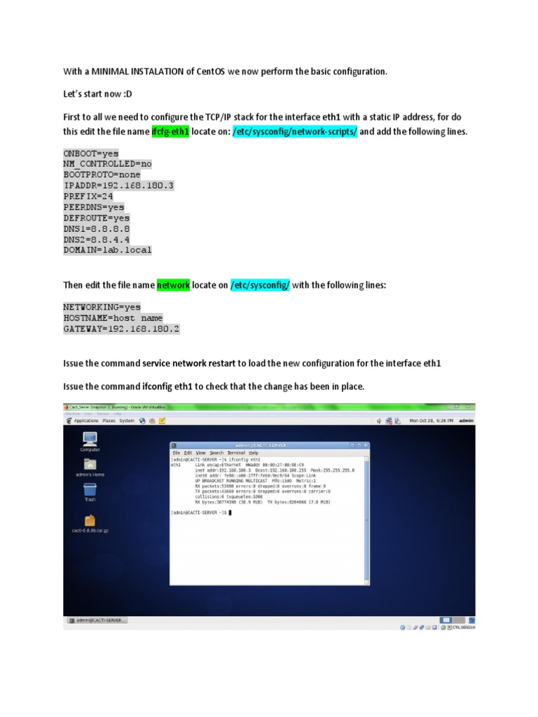Configuring Centos and Installing and Configuring Cacti Monitoring System | PDF | File Transfer ...