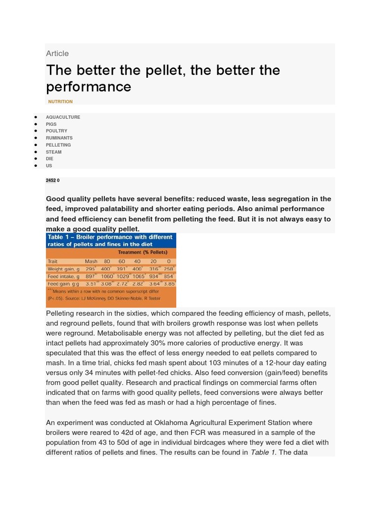 Pellet Binder Article | PDF | Animal Feed | Agriculture