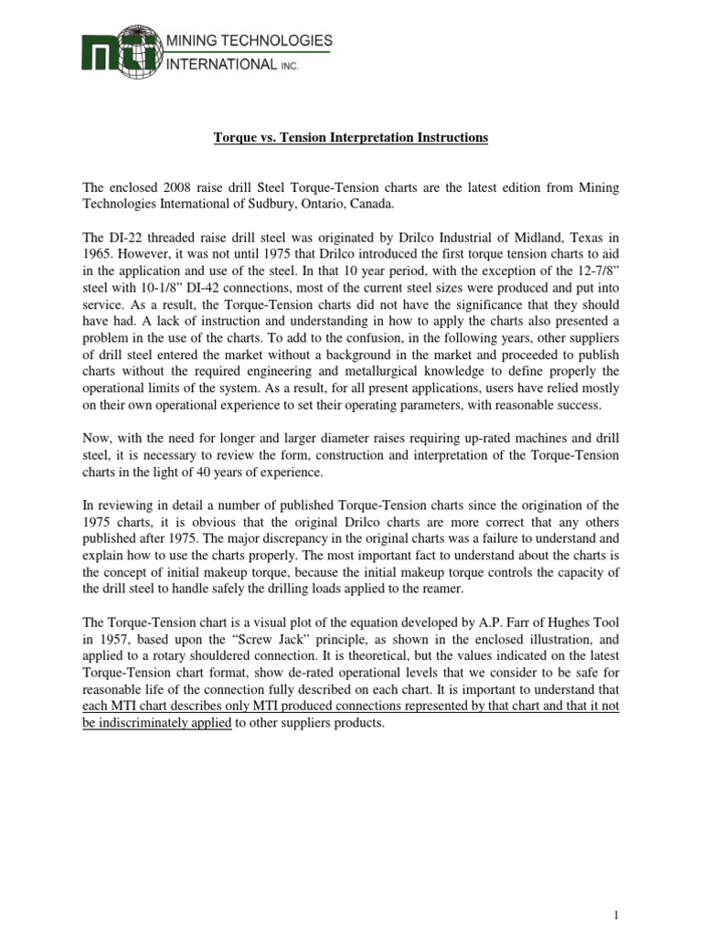 Torque Vs Tension Interpretation Instructions Rev 6 | PDF | Drill ...