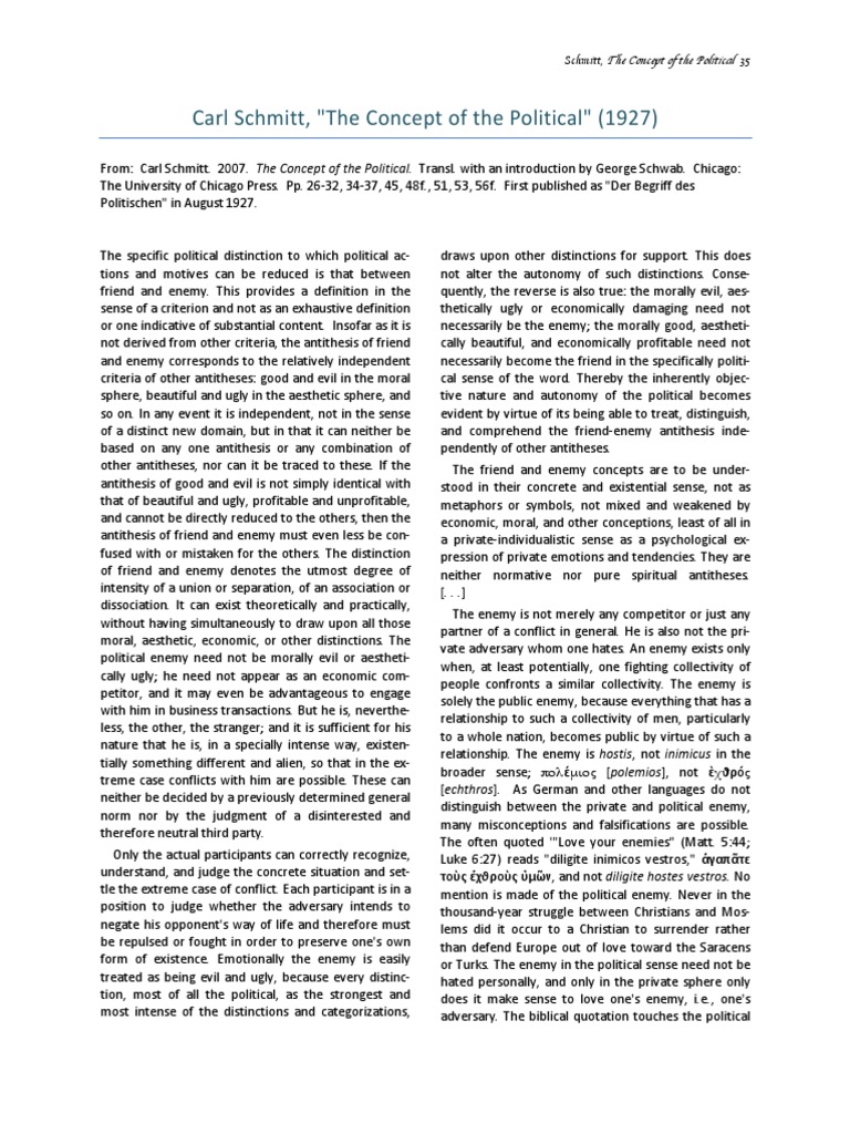 Schmitt's Political Concept Explained | PDF | Nature