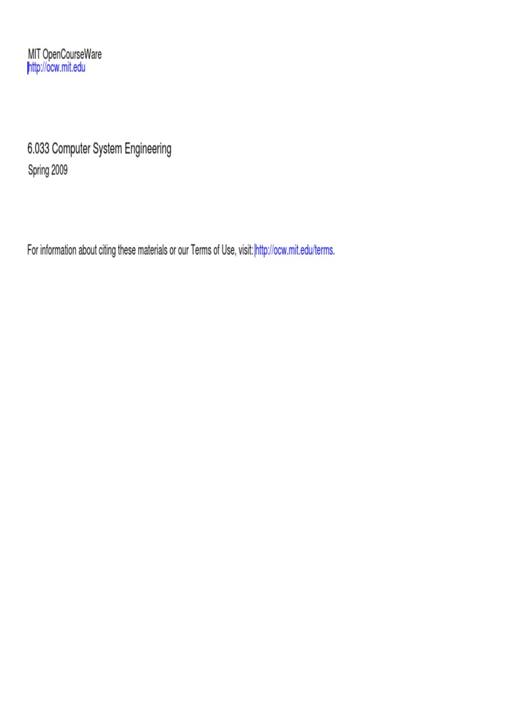 Computer System Engineering 6.033 | PDF | Science & Mathematics